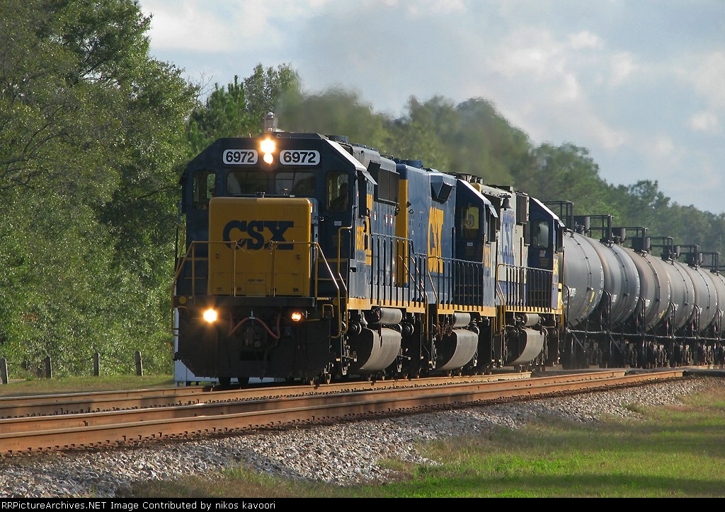 CSX A773, the Fernandina Rocket crests the hill into town.
